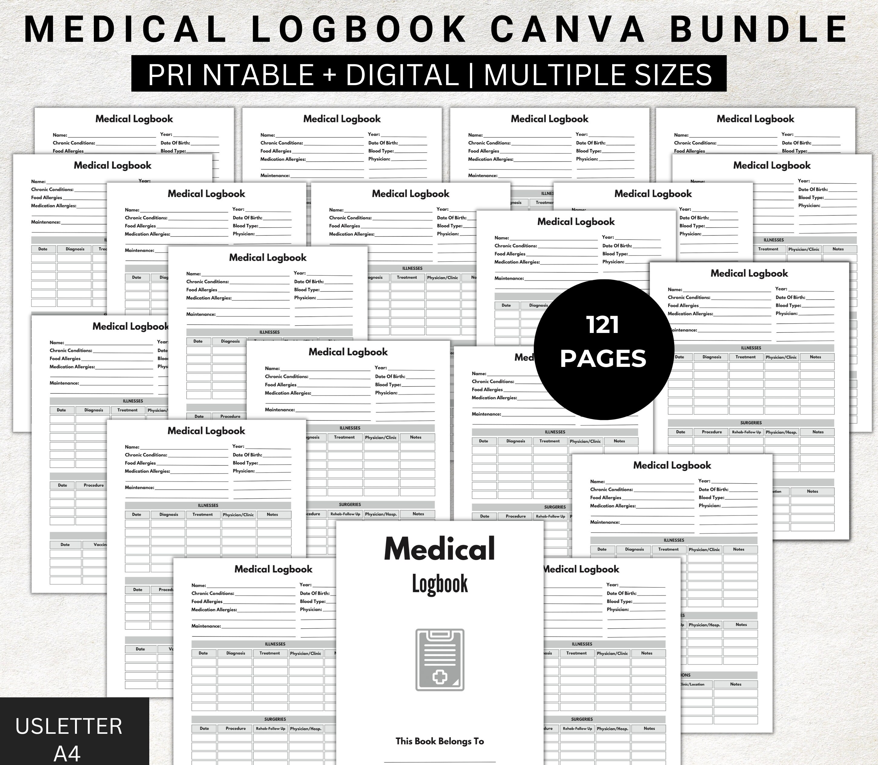 Medical Logbook Canva - Etsy