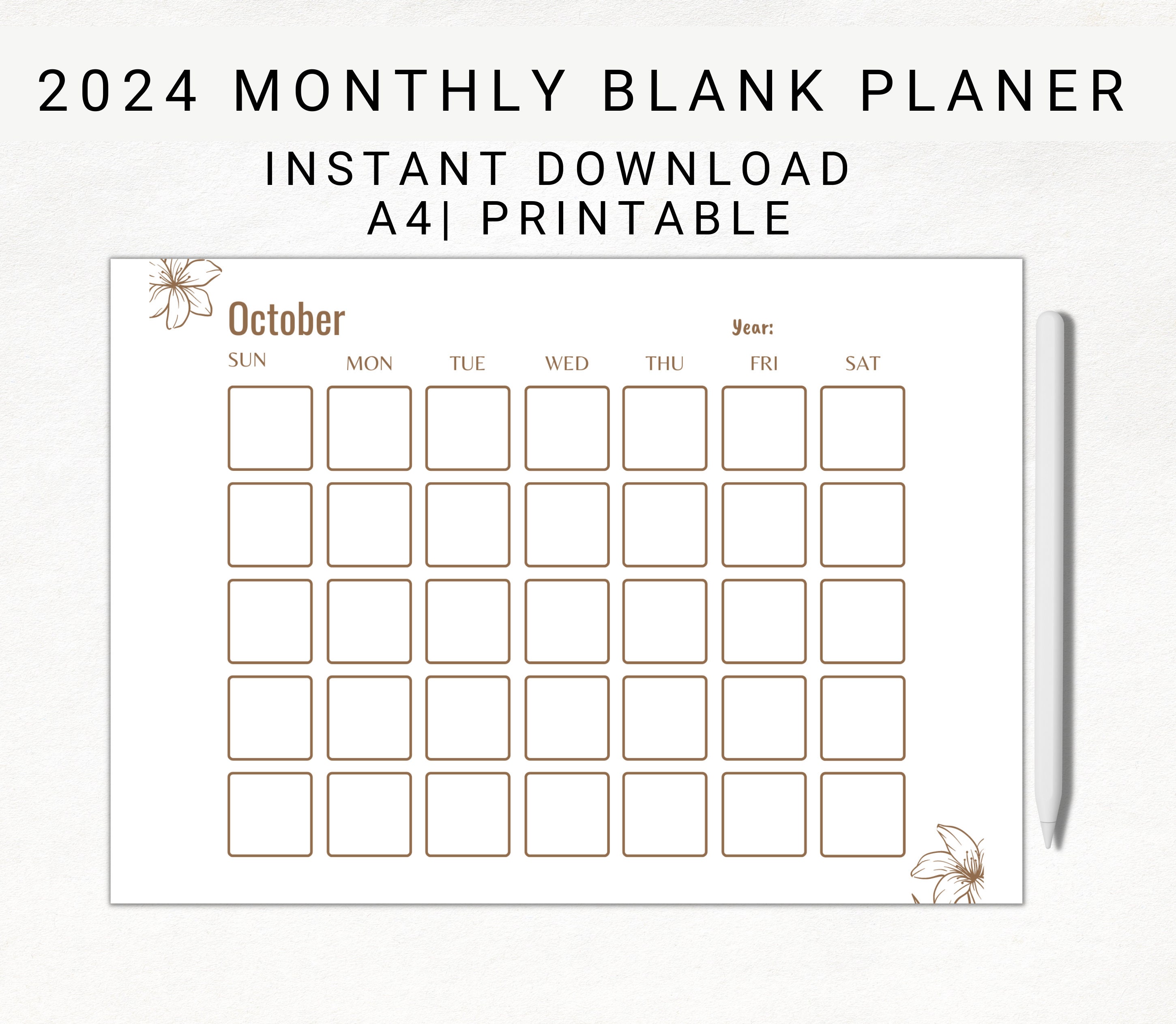 Monthly Blank Calendar - Etsy