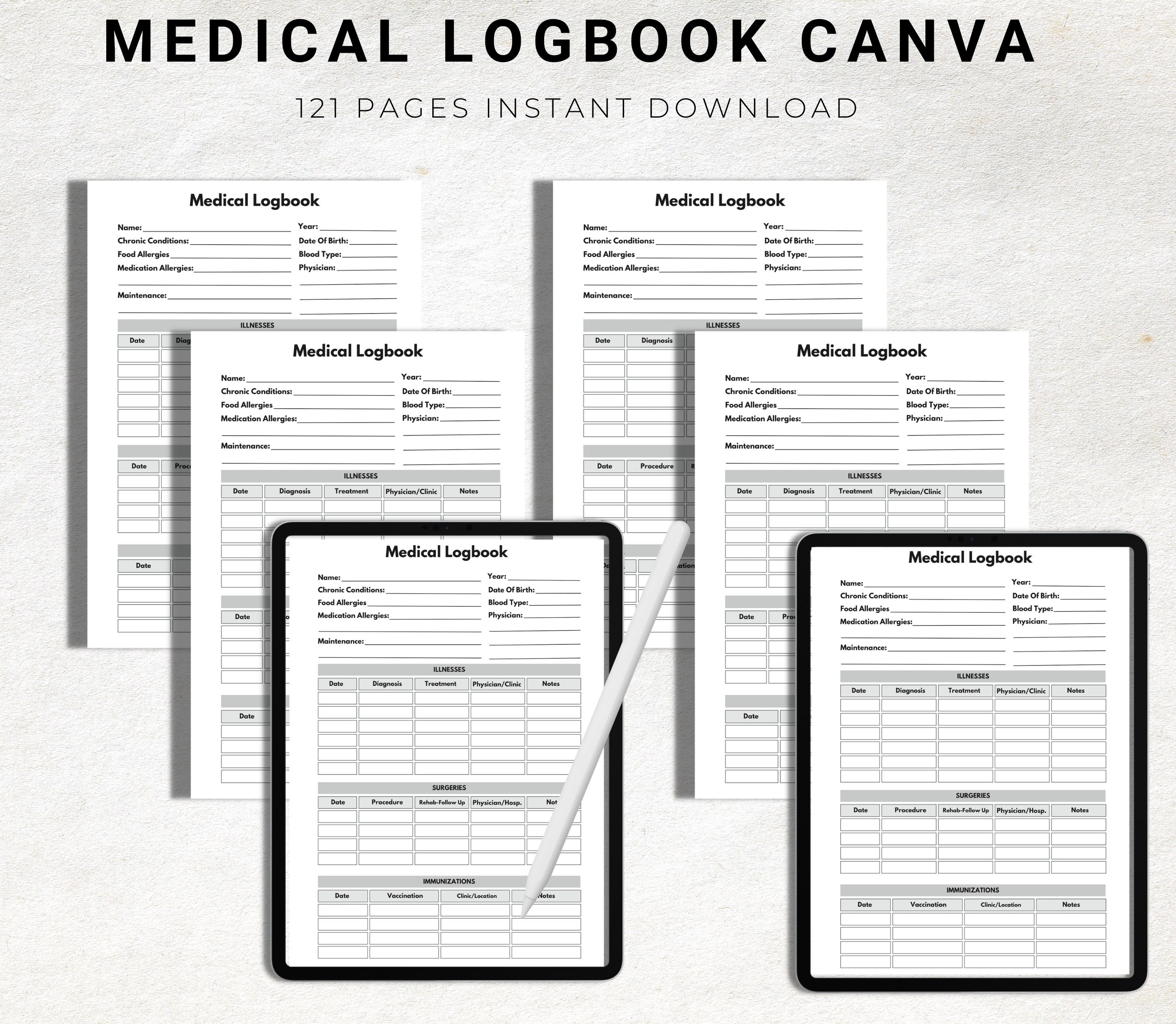 Medical Logbook Canva - Etsy