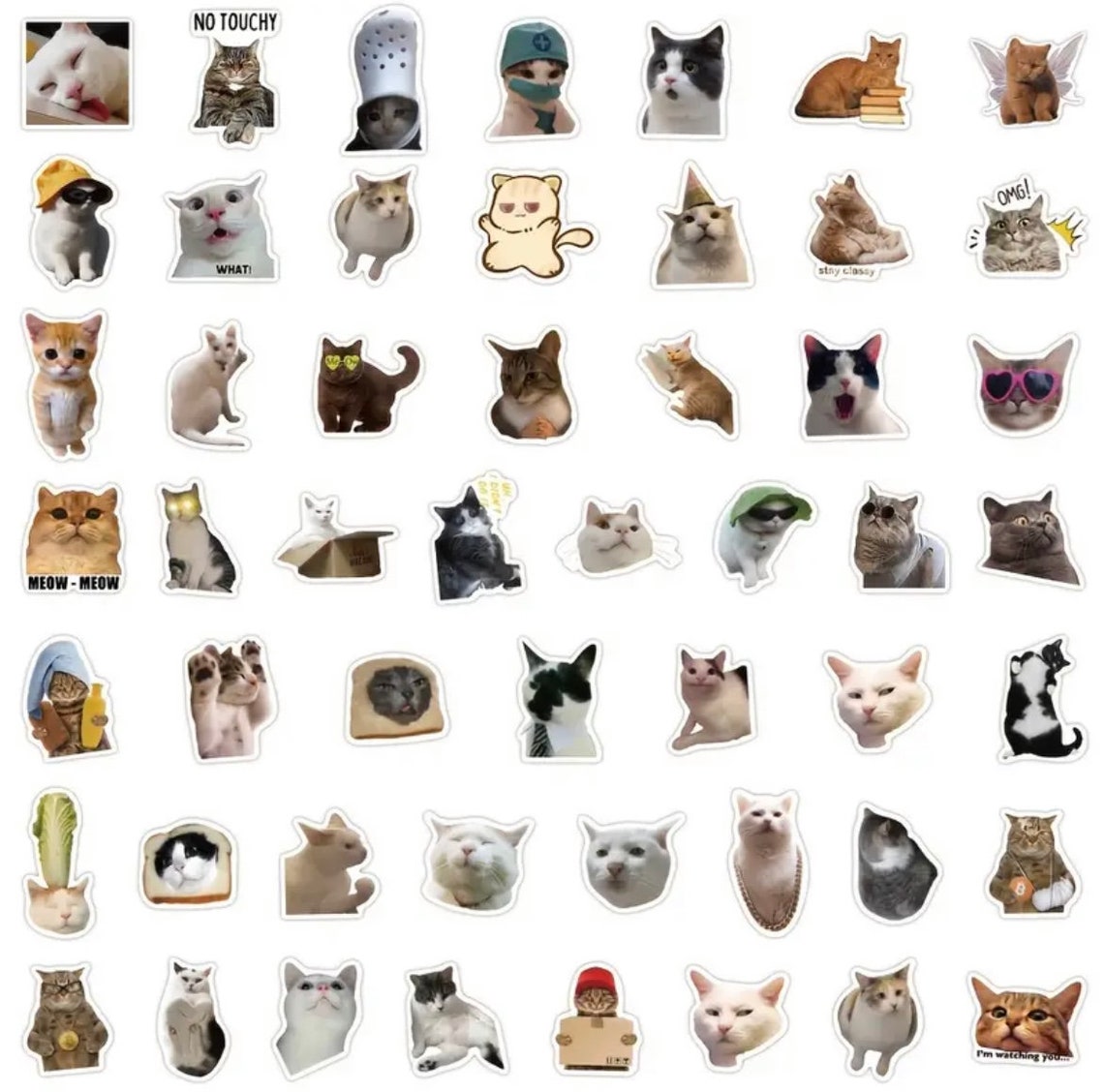 10 Pack of Funny Cat Stickers for Water Bottles Laptop Phone Computer ...