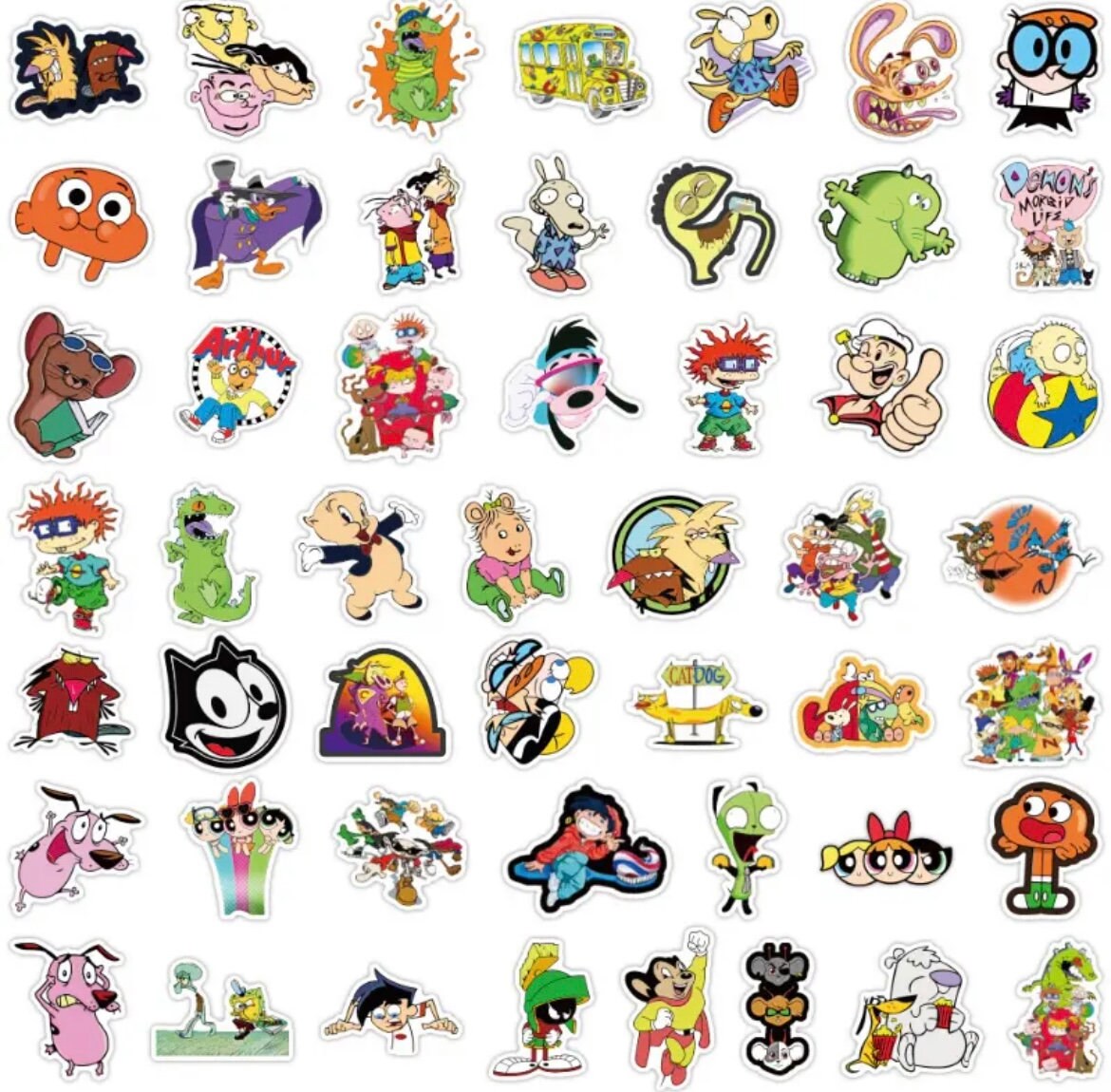 10-50 Nostalgic Cartoon Character Stickers for Water Bottles Laptop ...