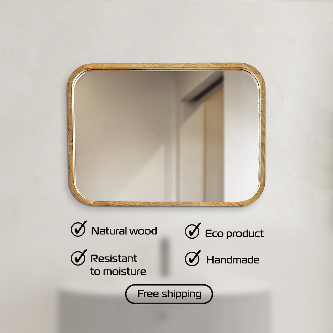 Rectangular Wooden Wall Mirror, Large Wooden Mirror, Large Wall Mirror ...