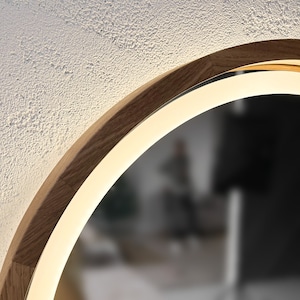 Wooden Wall Mirror, Large Wooden Mirror, LED Mirror, Large Mirror ...