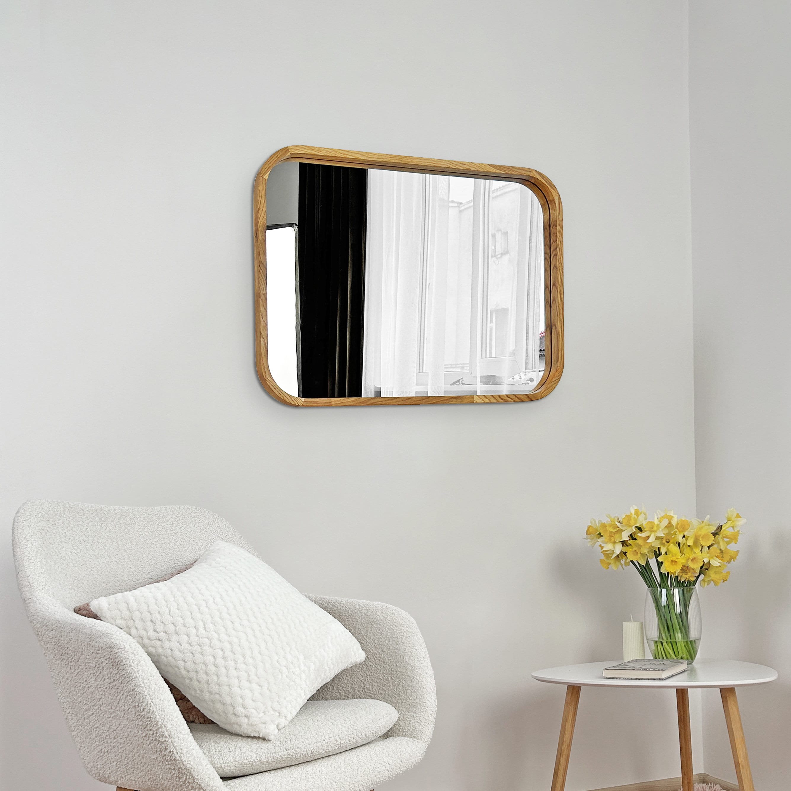 Farmhouse Wood Framed Mirror, Rectangular Wooden Wall Mirror, Bathroom ...