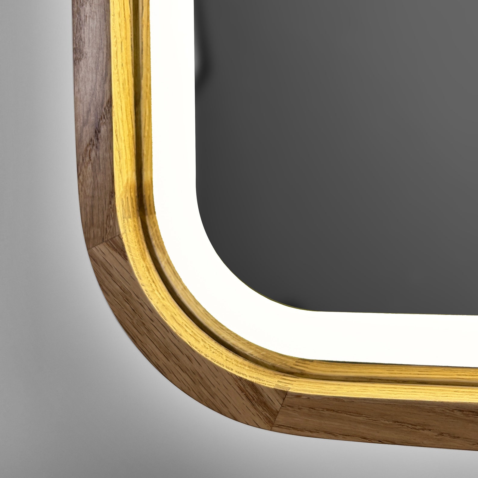 Rectangular Wood Mirror, LED Lighting Mirror, Wooden Wall Mirror, Large ...
