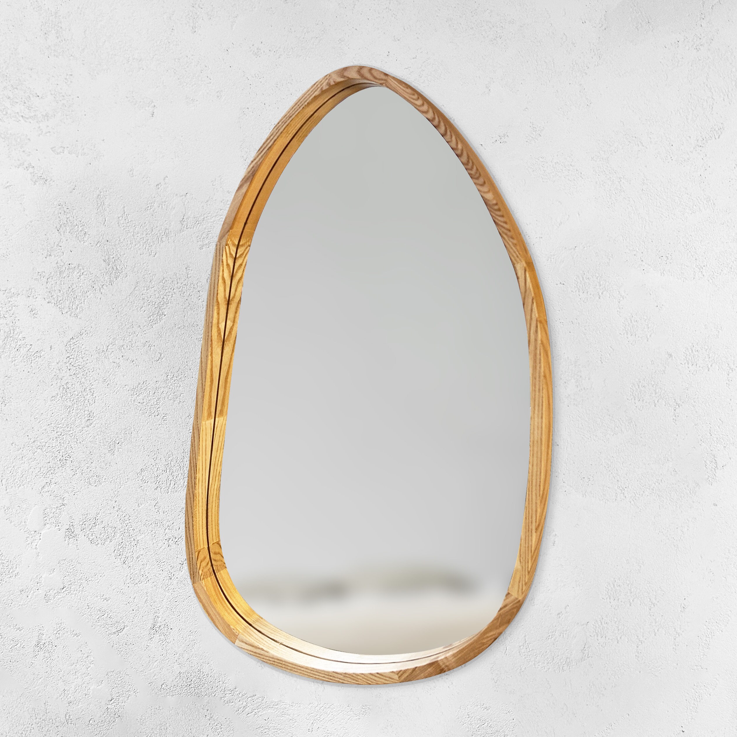 Asymmetrical Wooden Mirror, Large Mirror, Irregular Mirror, Modern Wall ...