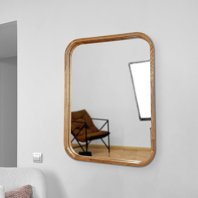 Farmhouse Wood Framed Mirror, Rectangular Wooden Wall Mirror, Bathroom ...