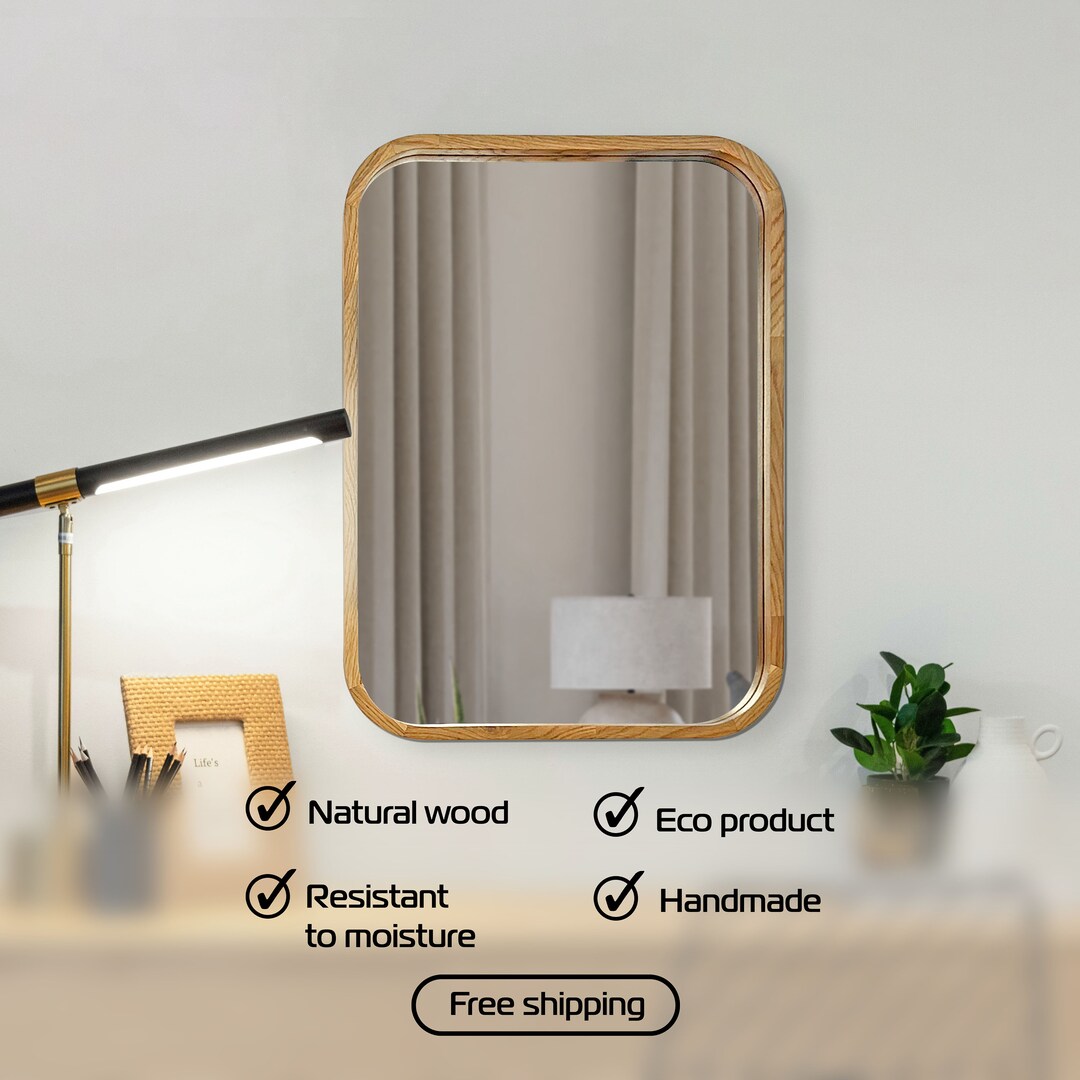 Rectangular Wood Framed Mirror, Rectangular Wooden Wall Mirror ...
