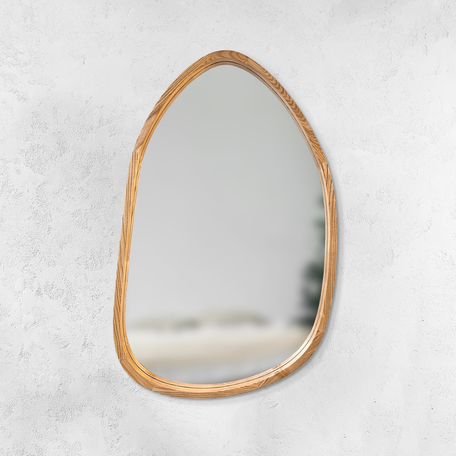 Asymmetrical Wooden Mirror, Large Mirror, Irregular Mirror, Modern Wall ...