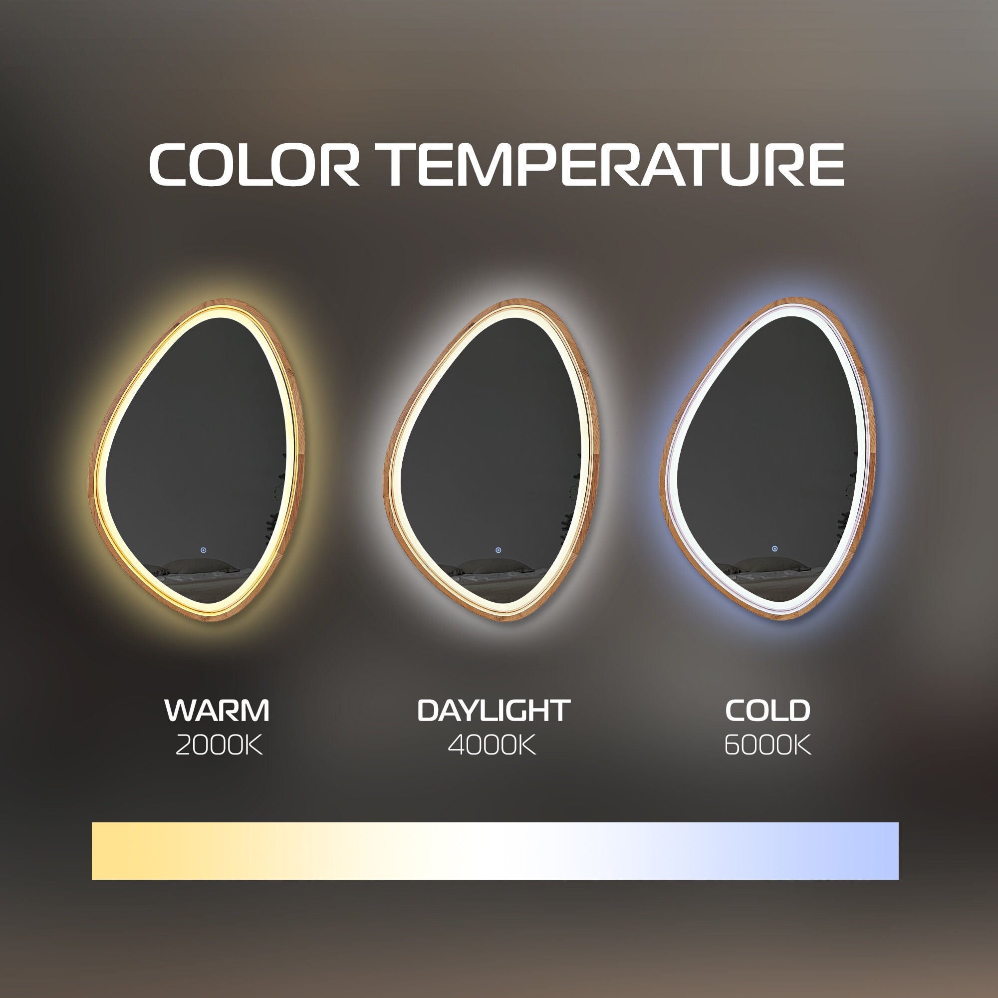 Bathroom Mirror, Irregular Mirror, Asymmetrical LED Mirror, LED Light ...