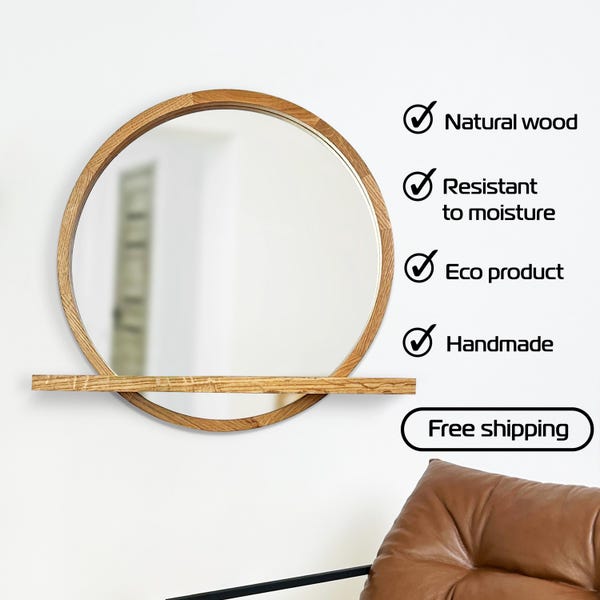 Irregular Mirror Wall Decor, Asymmetrical Mirror, Modern Mirror, Wooden ...