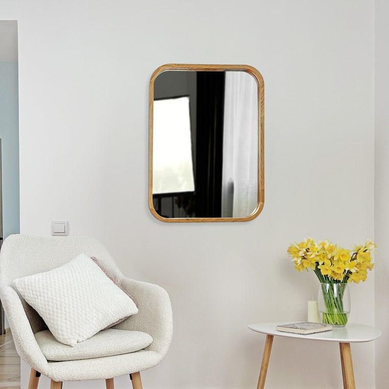 Farmhouse Wood Framed Mirror, Rectangular Wooden Wall Mirror, Bathroom ...