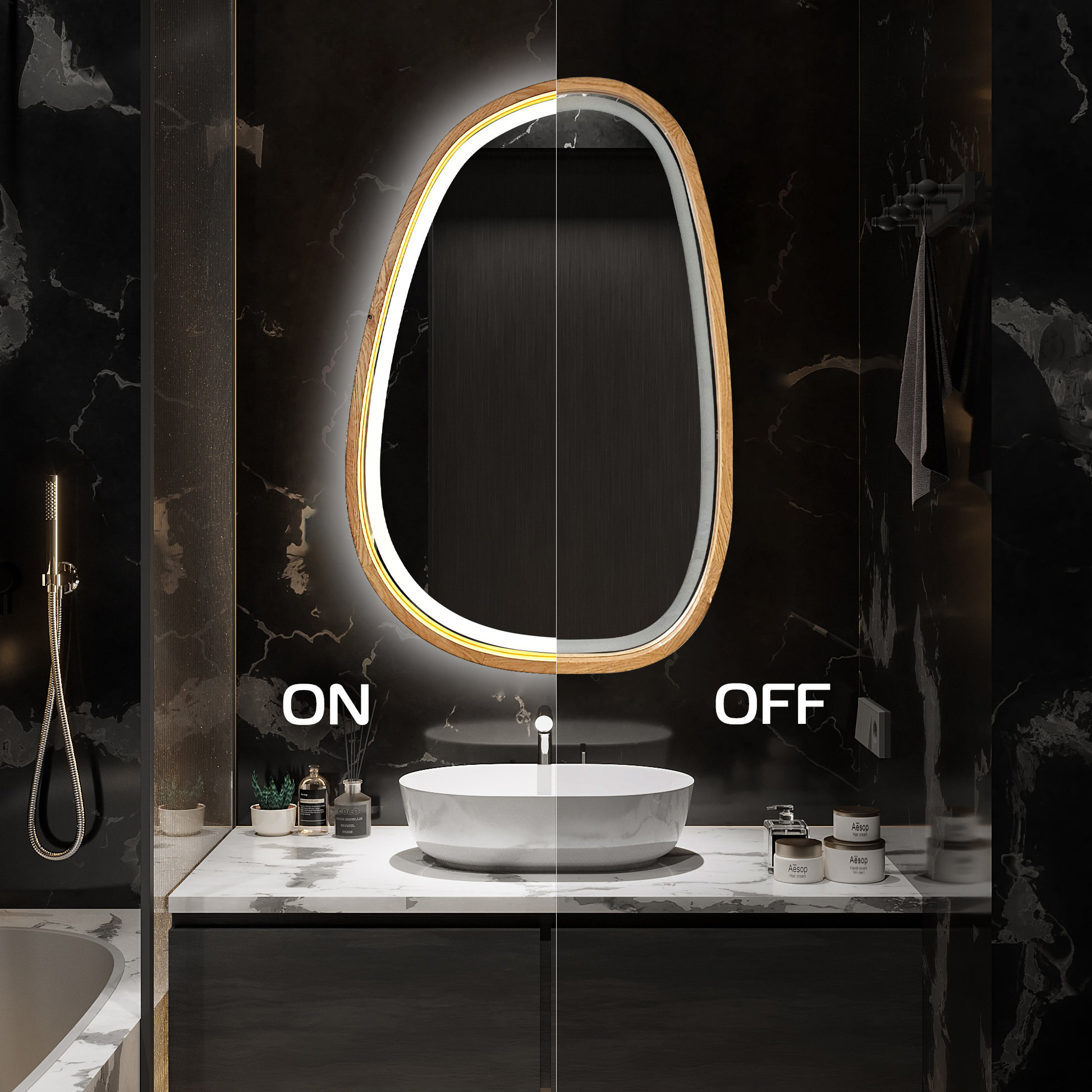 Asymmetrical Mirror, Bathroom Mirror, LED Mirror, Irregular LED Mirror ...