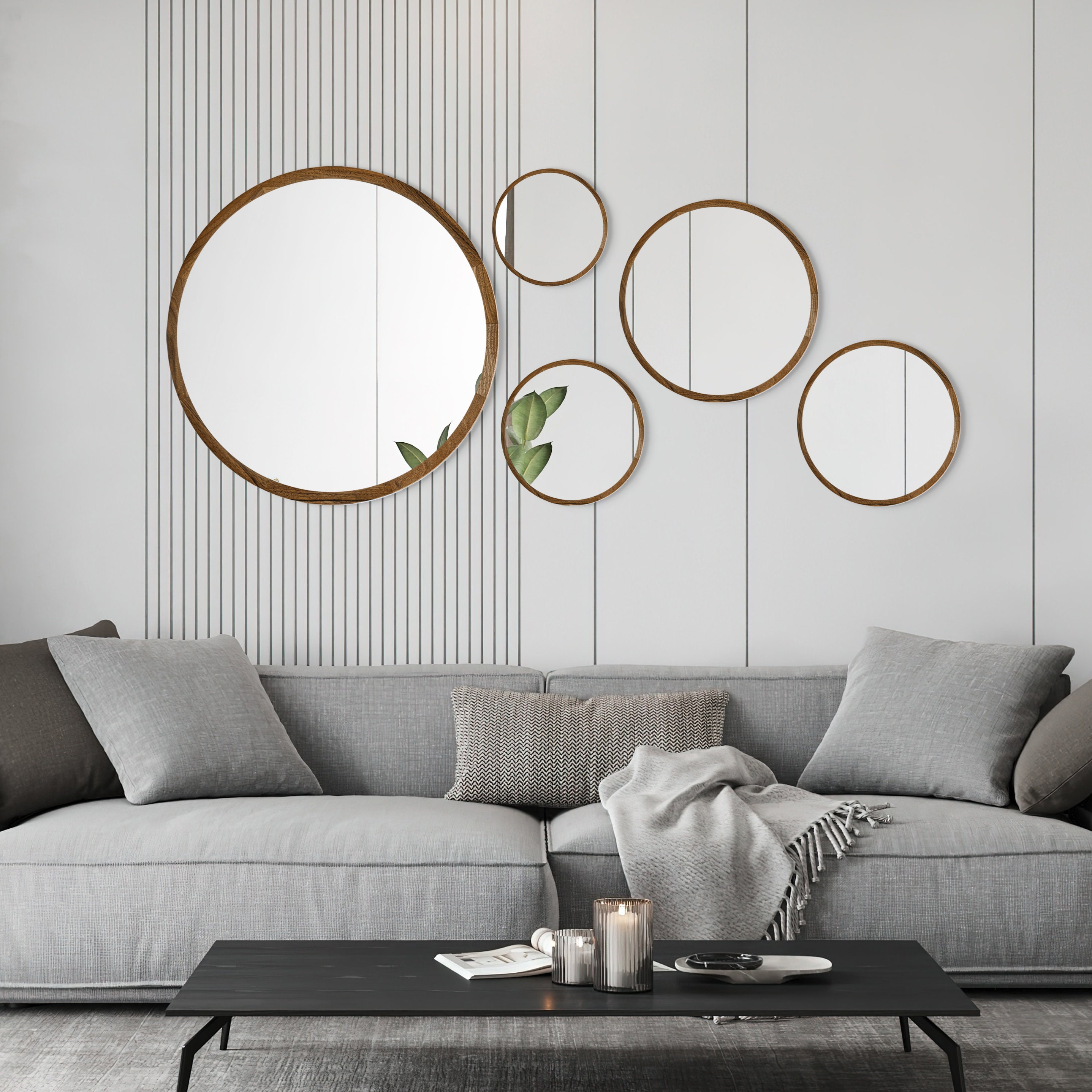 Wood Mirror Set Wall Bedroom Decor, Decorative Office Wall Decor, Small ...