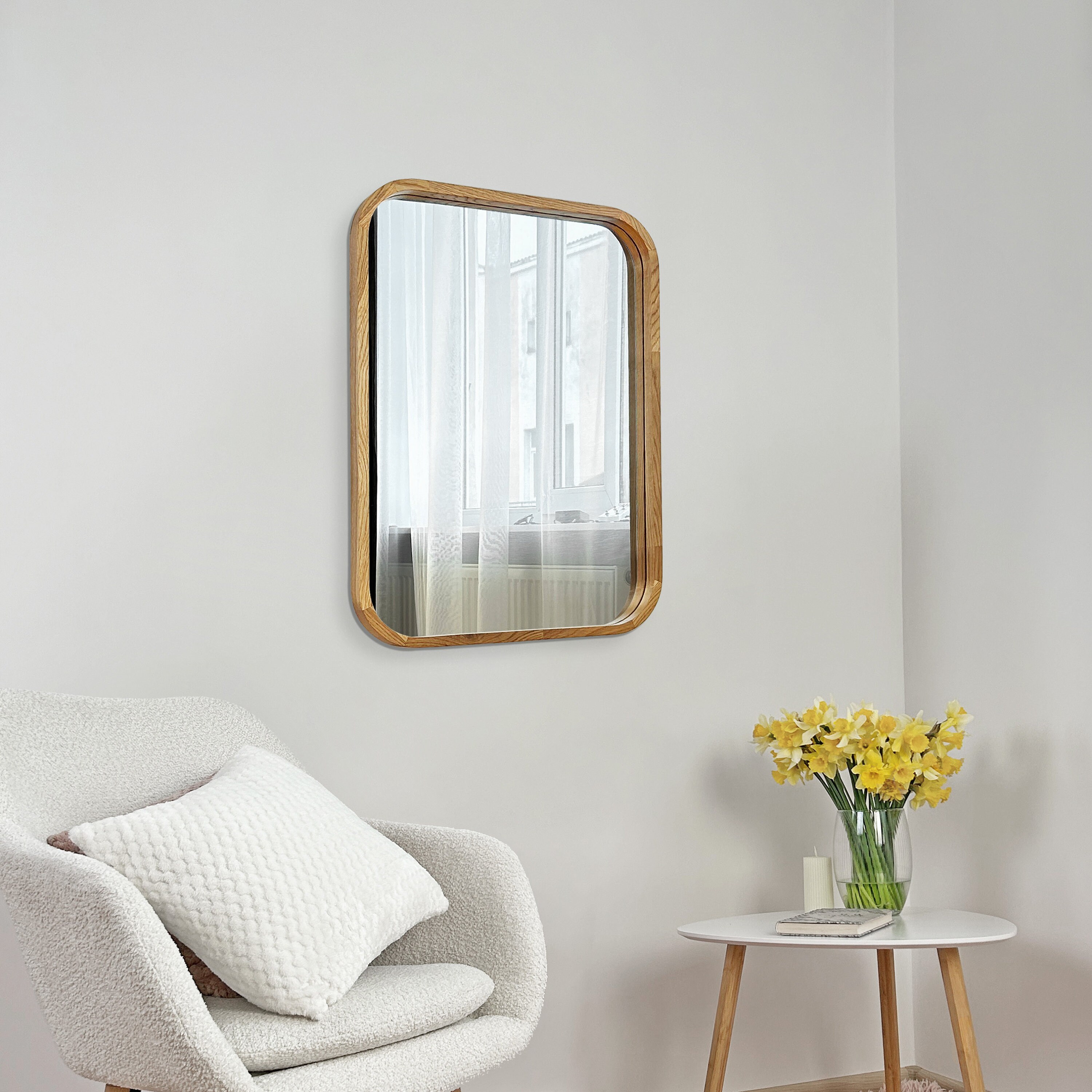 Farmhouse Wood Framed Mirror, Rectangular Wooden Wall Mirror, Bathroom ...