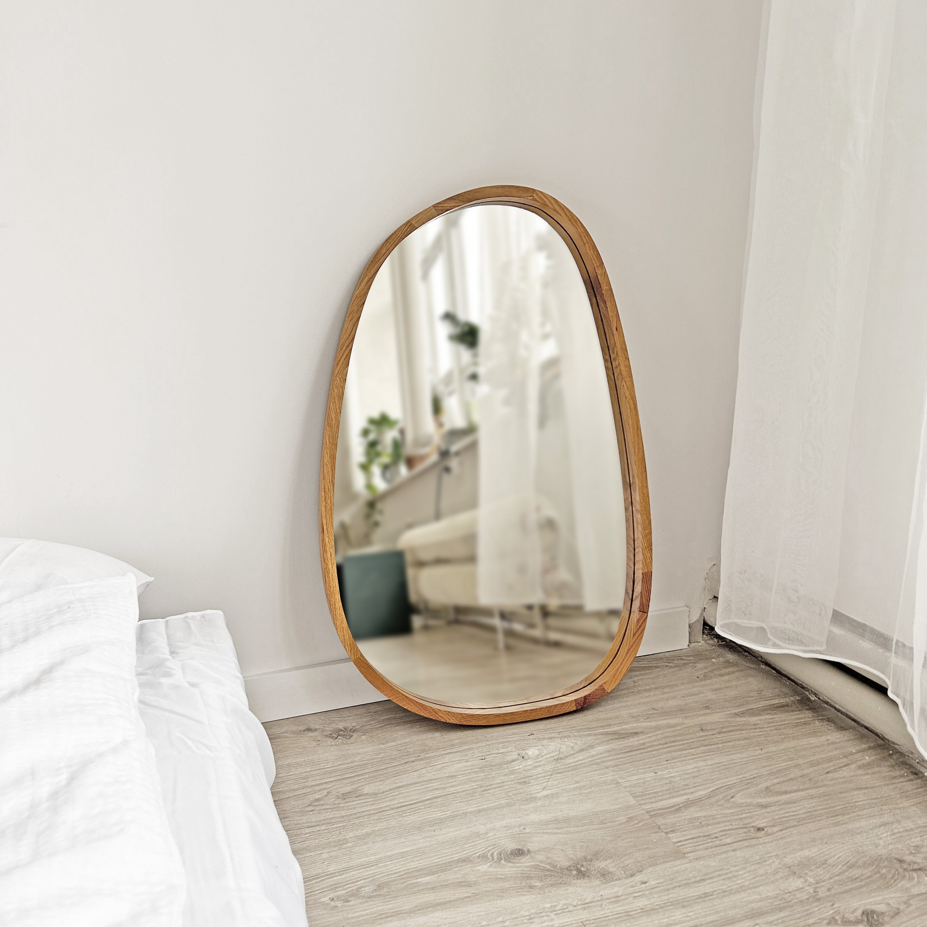 Irregular Mirror Wall Decor, Asymmetrical Mirror, Modern Mirror, Wooden ...