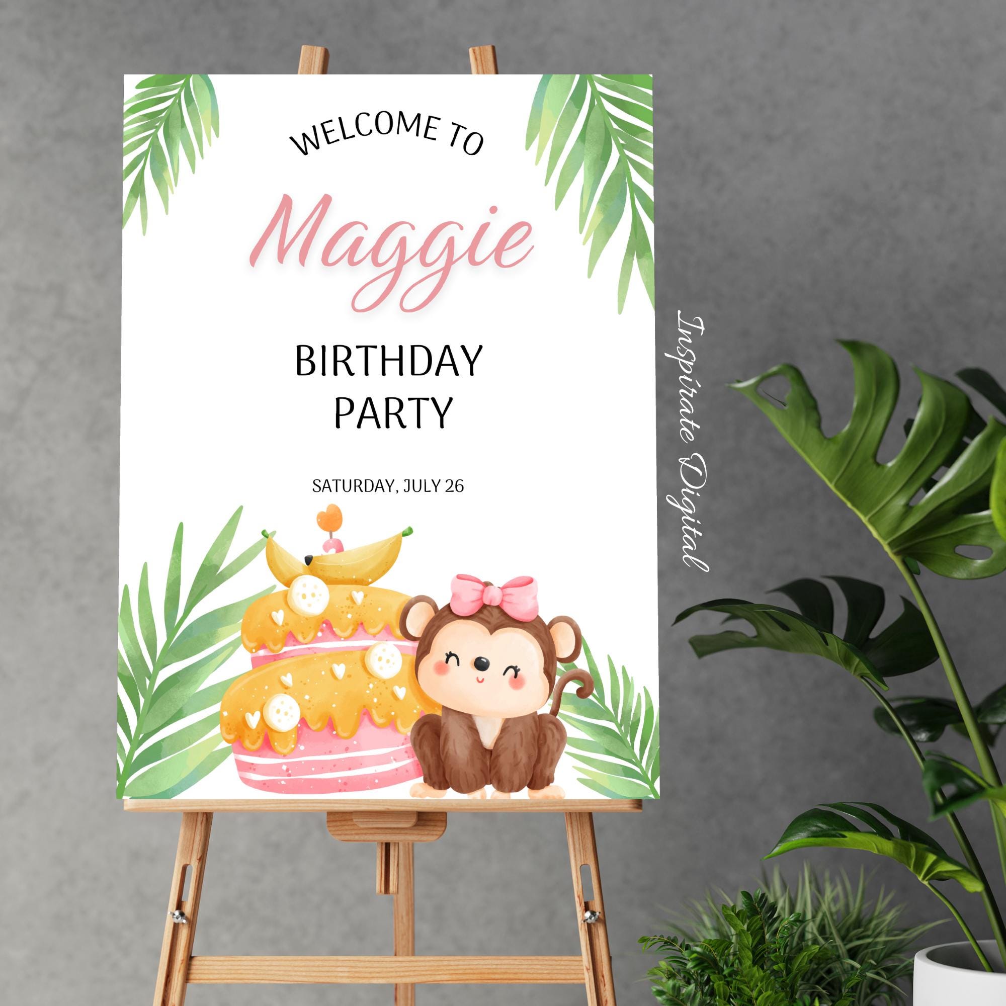 Editable Welcome Sign Monkey Birthday Party, Monkey Welcome Sign for ...