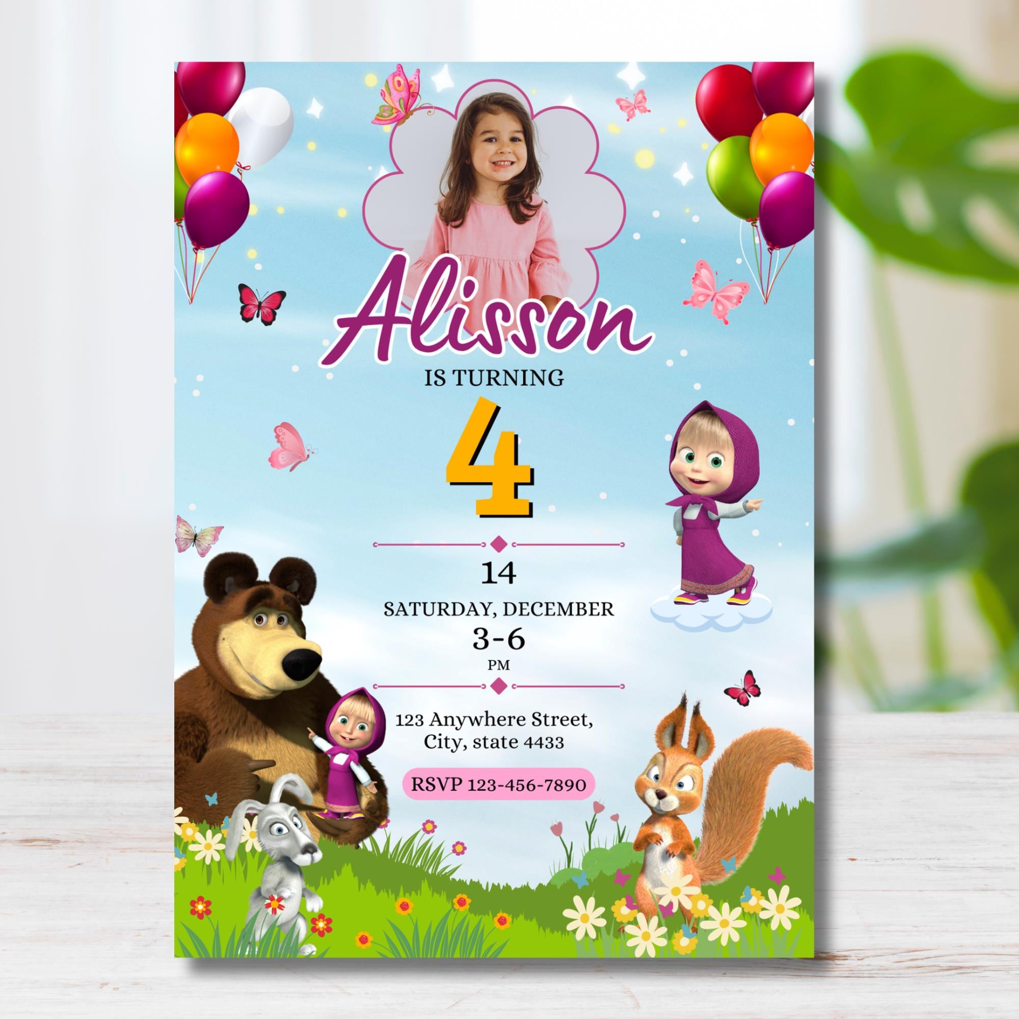 Masha and the Bear Invitation, Masha and Bear Invitation, Masha ...