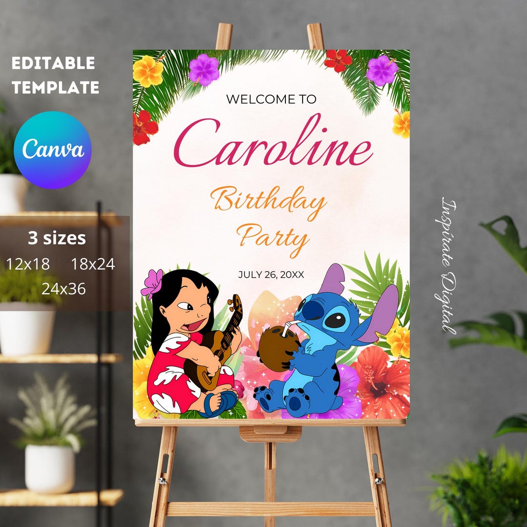 Lilo and Stitch Welcome Sign, Lilo and Stitch Birthday, Lilo and Stitch ...