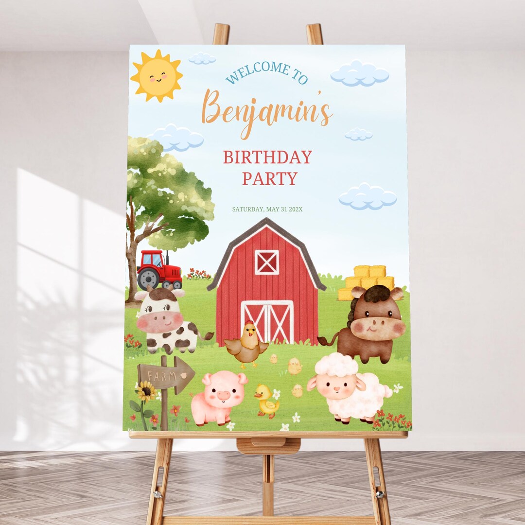 Farm Birthday Welcome Sign, Farm Welcome Sign, Farm Birthday Party ...
