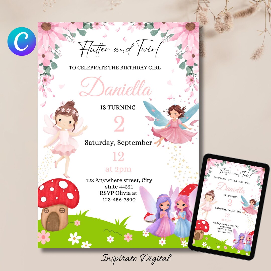 Fairy Invitation, Fairy Birthday Invitation, Invite Fairy, Fairy ...