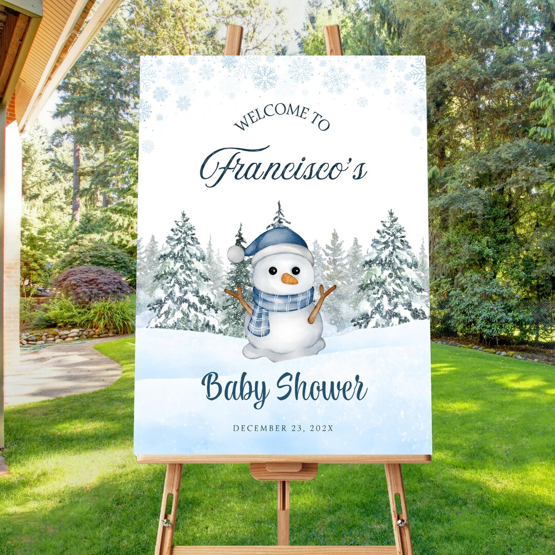 Editable A Little Snowflake Baby Shower Welcome Sign, Snow Welcome Sign ...