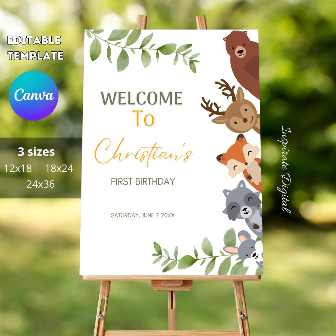 Animals Wild One Welcome Sign, Welcome Sign With Animals Wild One ...