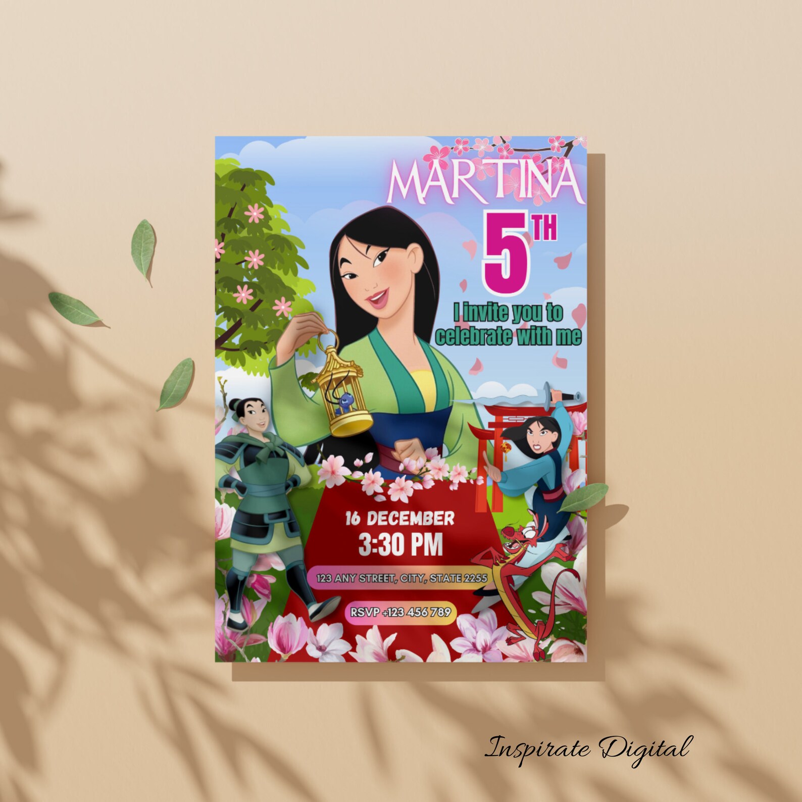 Mulan Invitation, Mulan Birthday, Mulan Invitation, Editable Mulan ...
