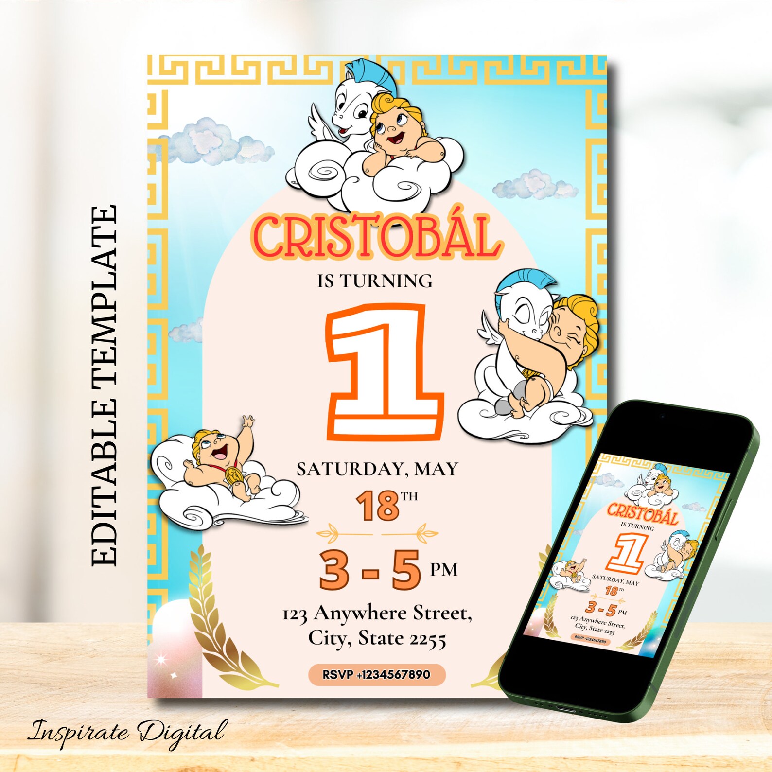 Hercules invitation, invitación hercules, baby hercules invitation ...