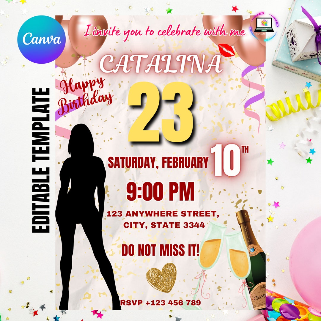 Woman Invitation,birthday Invitation,birthday Invitation, Woman ...