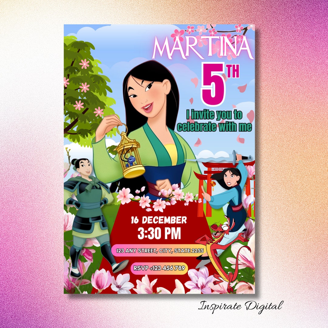 Mulan Invitation, Mulan Birthday, Mulan Invitation, Editable Mulan ...