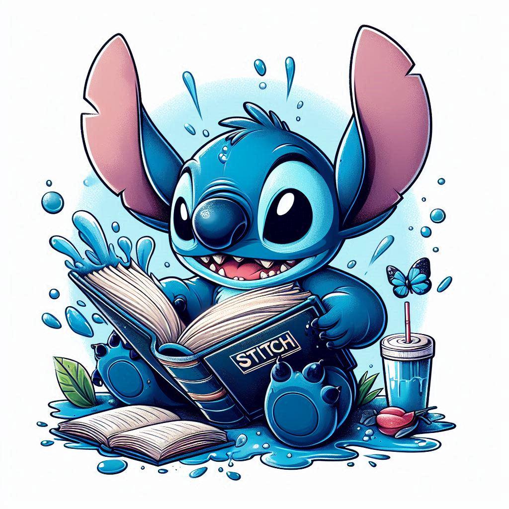 Stitch 5 Png Bundle Stitch Reading a Book Design Stitch Png High ...