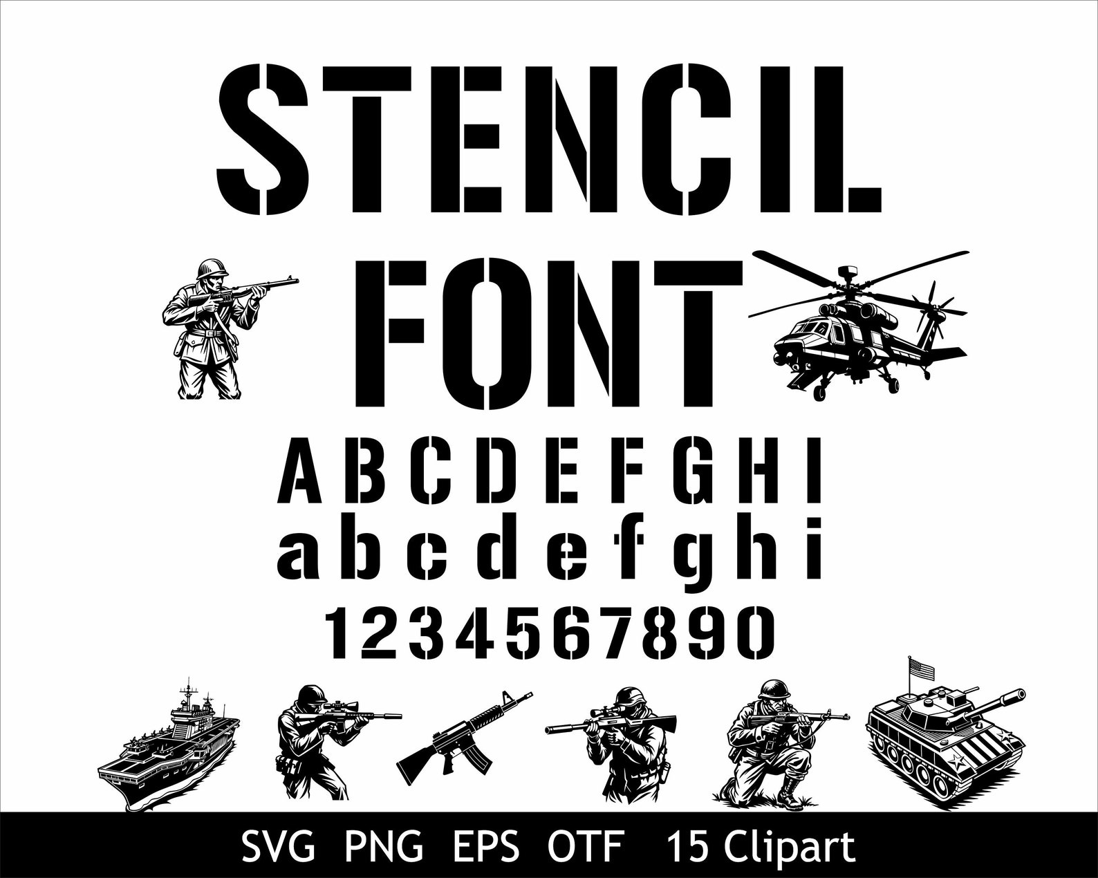 Stencil Font Svg Army Font Military Font Svg Stencil Alphabet Army Font ...