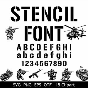 Stencil Font Svg Army Font Military Font Svg Stencil Alphabet Army Font ...