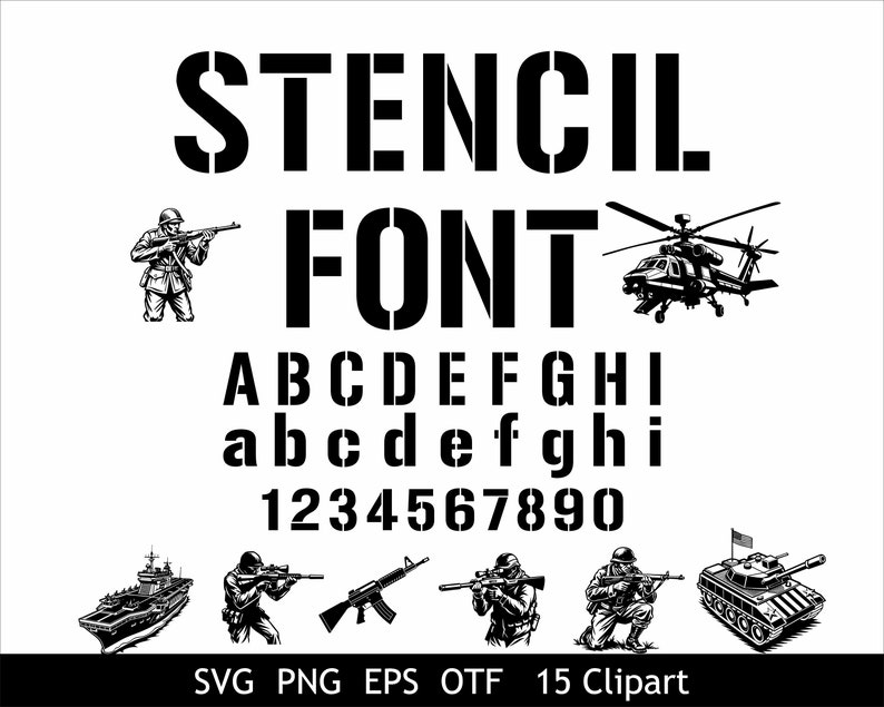 Stencil Font Svg Army Font Military Font Svg Stencil Alphabet Army Font ...