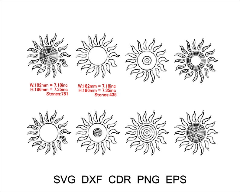 Rhinestone Sun Template: SS10 Sun Design (digital Download) - Etsy