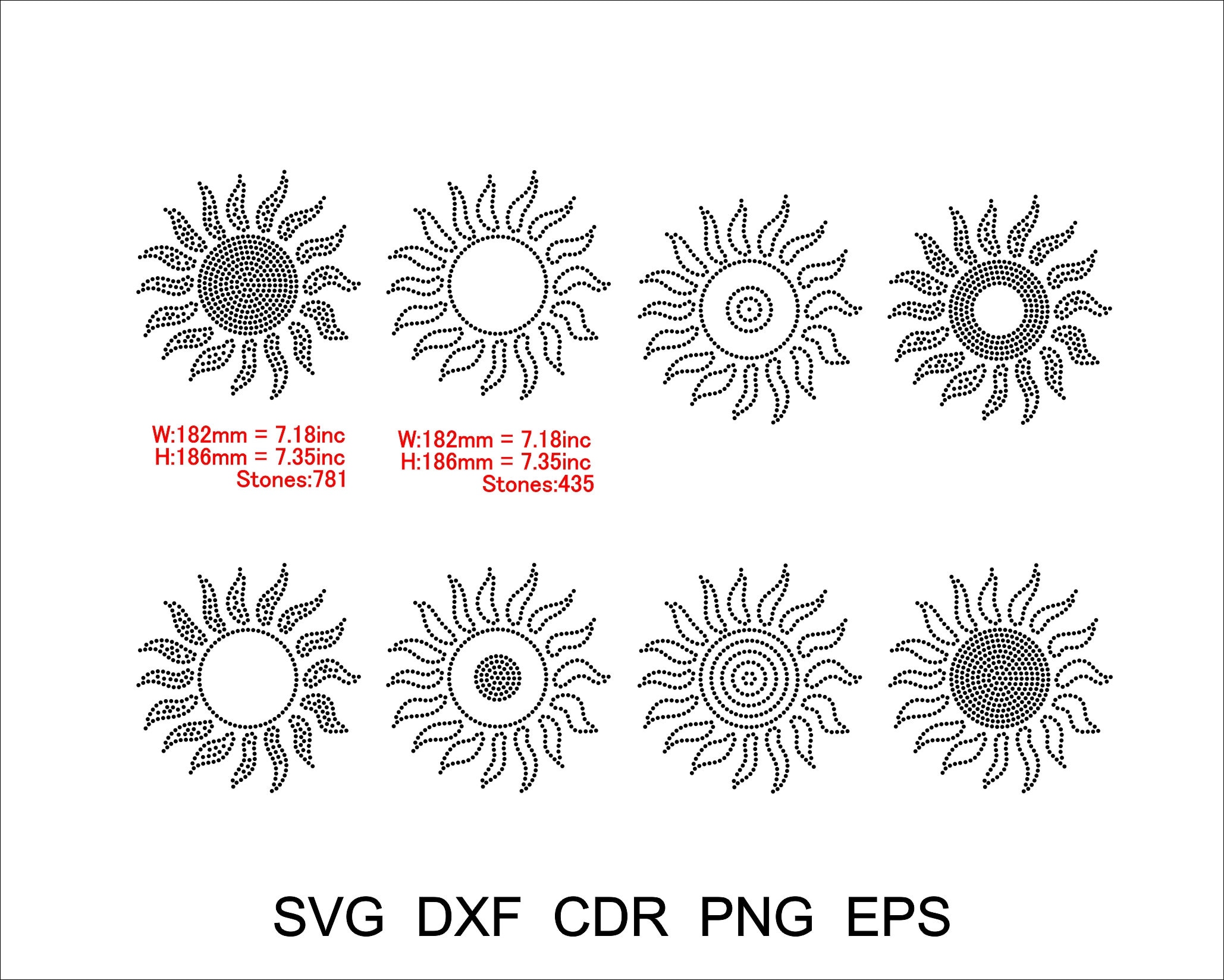 Rhinestone Sun Template Rhinestone Sun Design Svg Png Dxf Files ...