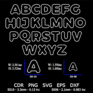 Rhinestone Font Template SS10-SS06 Fonts Rhinestone Alphabet Template ...