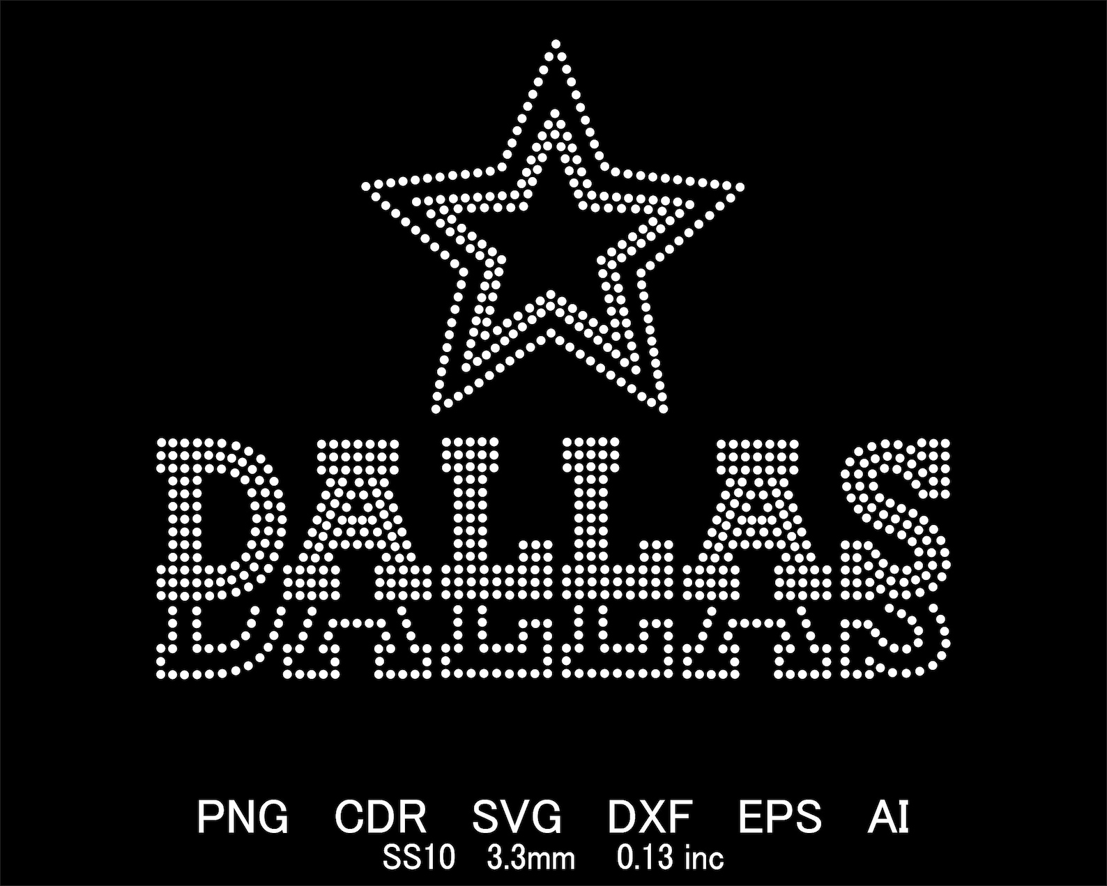 Rhinestone Dallas Template Svg Rhinestone SS10 Dallas Design Png Eps ...