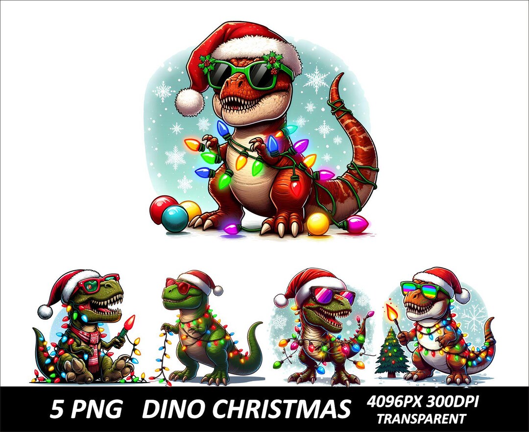 Christmas 5 PNG T-rex Design Dinosaur Png High Quality Resolution ...