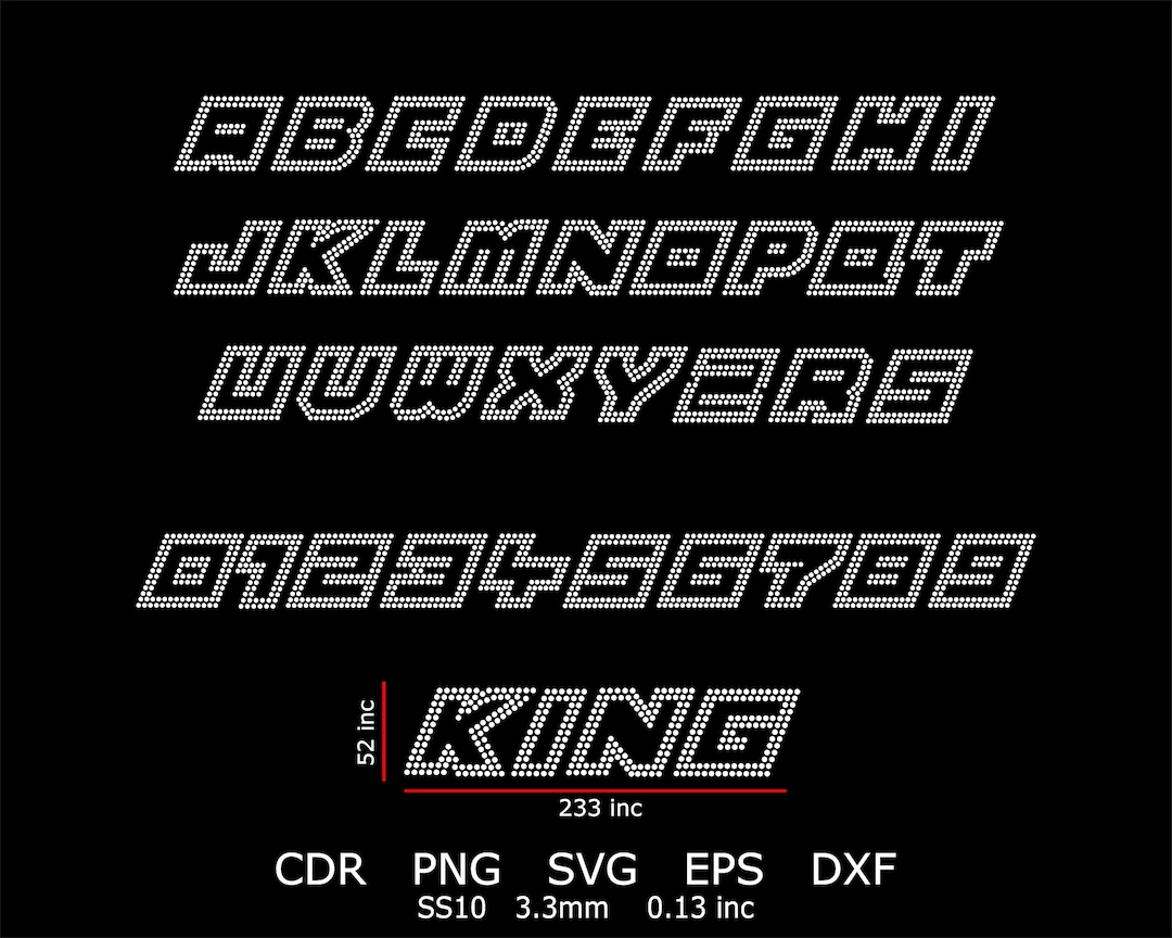 Rhinestone Alphabet Template Svg Rhinestone Font Template Png Eps Dxf ...