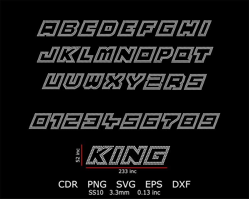 Rhinestone Font Template SS10 Rhinestone Alphabet Template Png Eps Svg ...