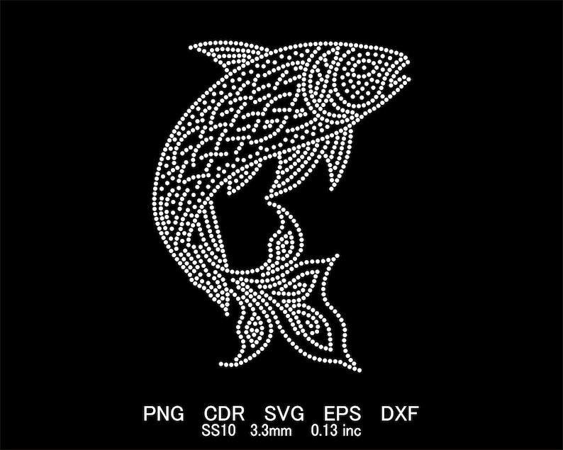 Rhinestone Fish Template Rhinestone Ss10 Fish Template Svg Png Eps ...
