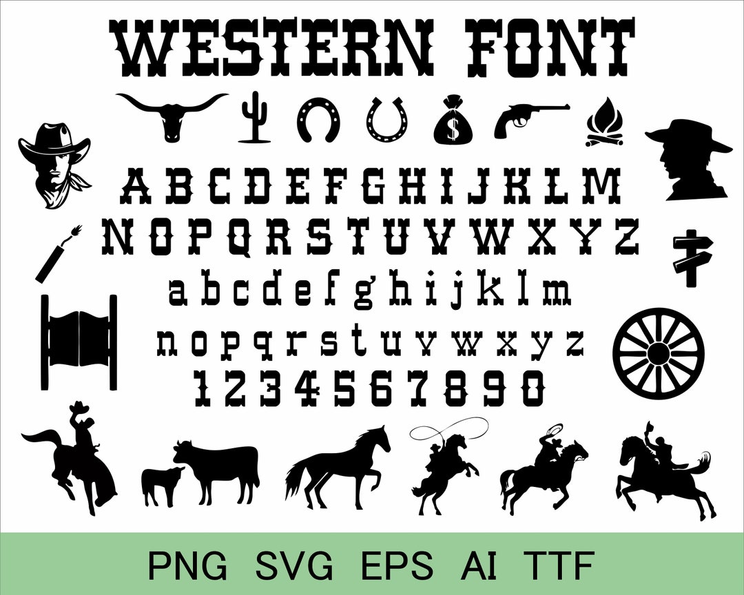 Western Font Svg Western Alphabet Svg Wild West Font Old West Font ...