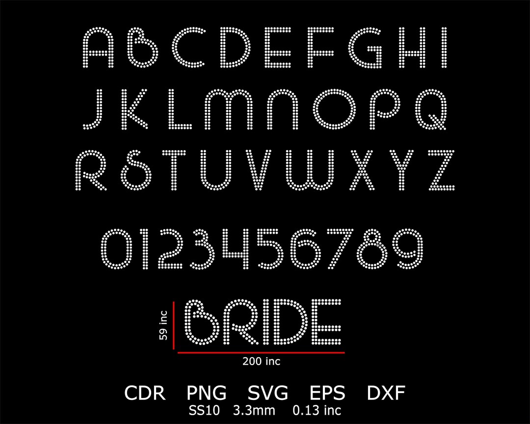 Rhinestone Font Template Svg Rhinestone Alphabet Design Png Eps Dxf ...