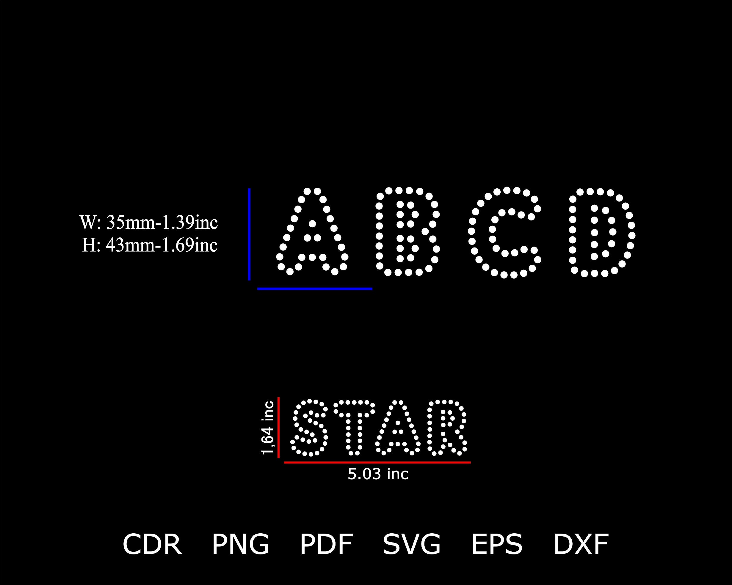 Rhinestone Font Template SS10 Rhinestone Alphabet Template Svg Cdr ...