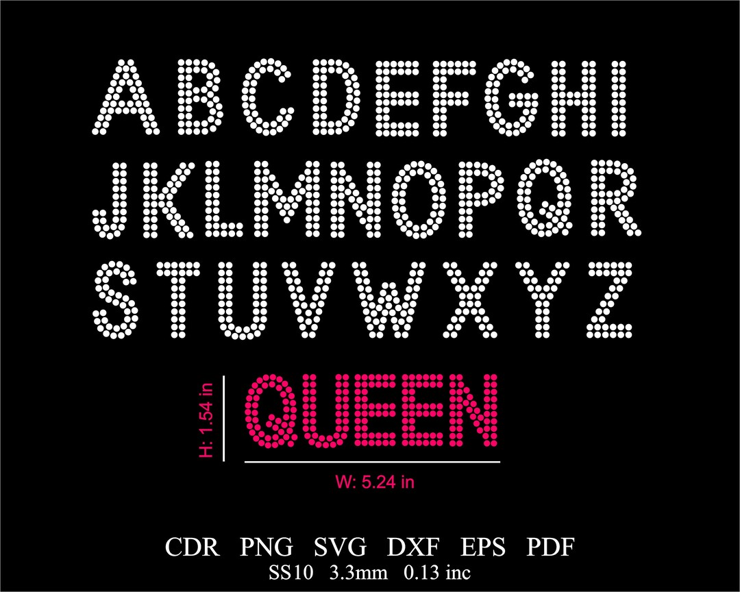 Rhinestone Font Template Rhinestone SS10 Alphabet Design Svg Png Cdr ...
