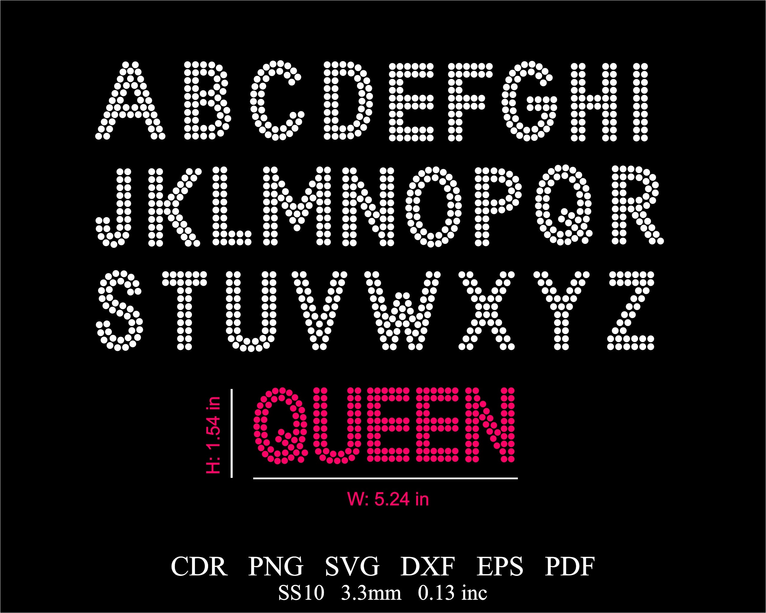 Rhinestone Font Template Rhinestone SS10 Alphabet Design Svg Png Cdr ...