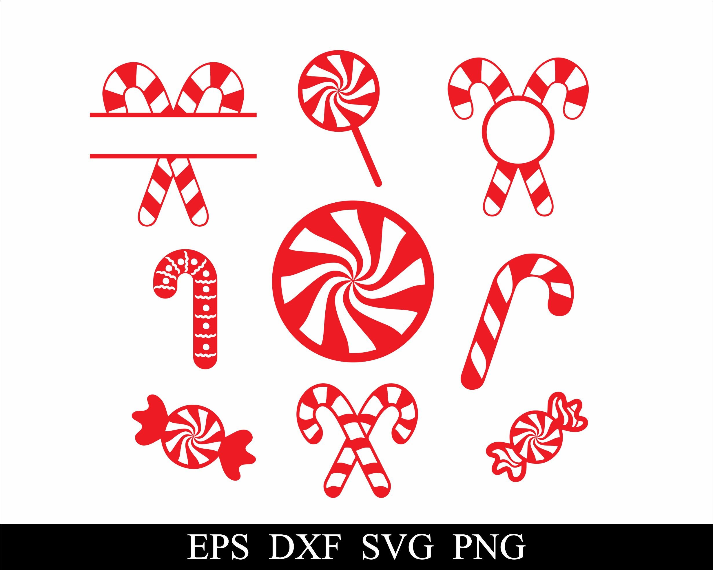 Holiday Candy Cane Svg Bundle Candy Svg Eps Png Peppermint Candy Cane ...