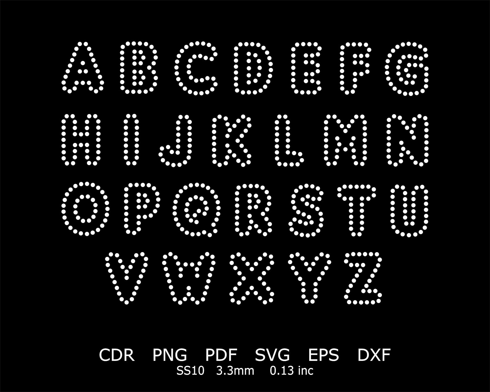 Rhinestone Font Template SS10 Rhinestone Alphabet Template Svg Cdr ...
